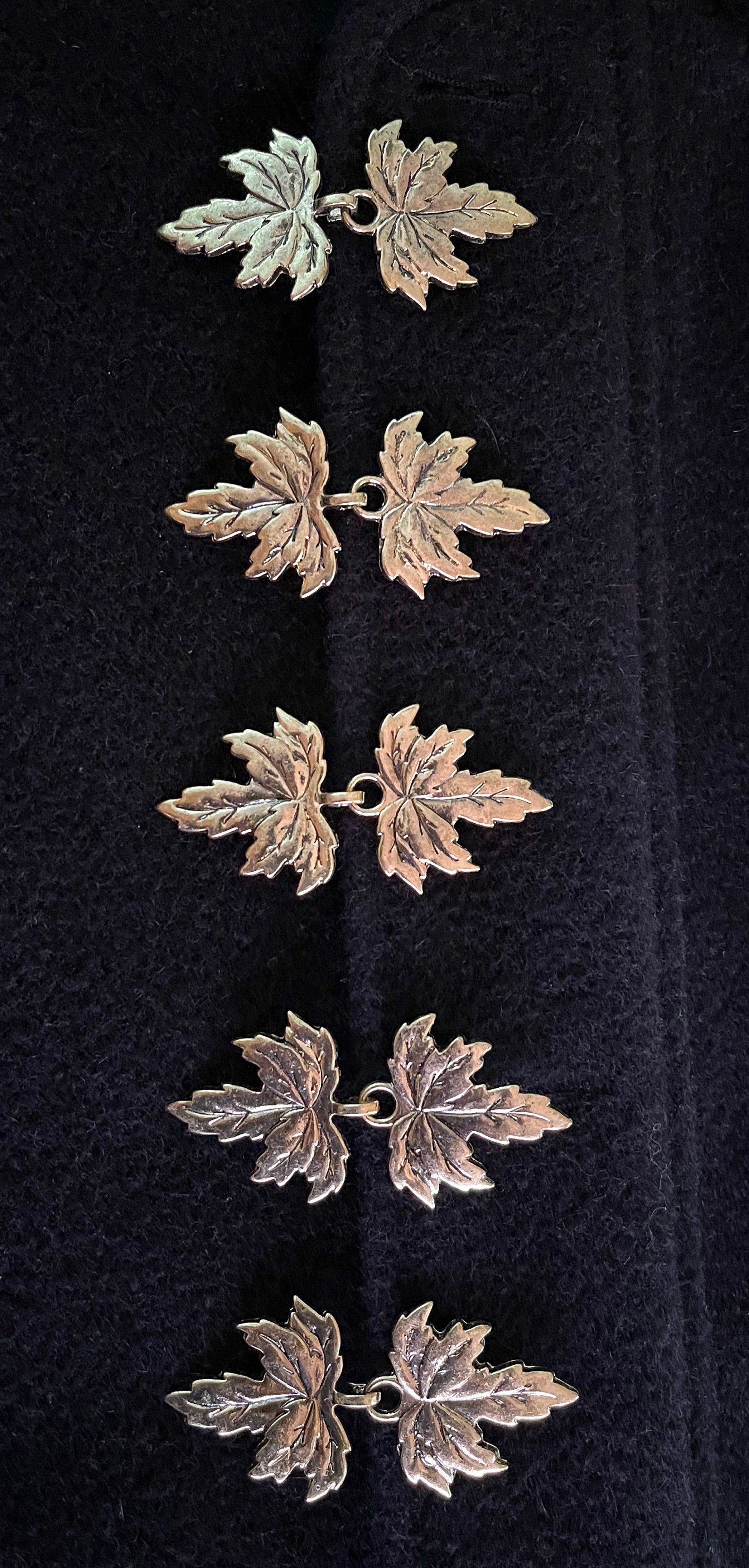 Leaves Leaf 5 Cloak Clasp Sets in Silver or Gold | Etsy