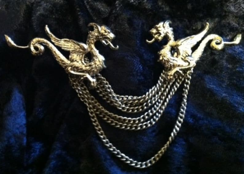Double Dragon Cloak Clasp Cape Closure Fibula Penannular - Etsy Sweden