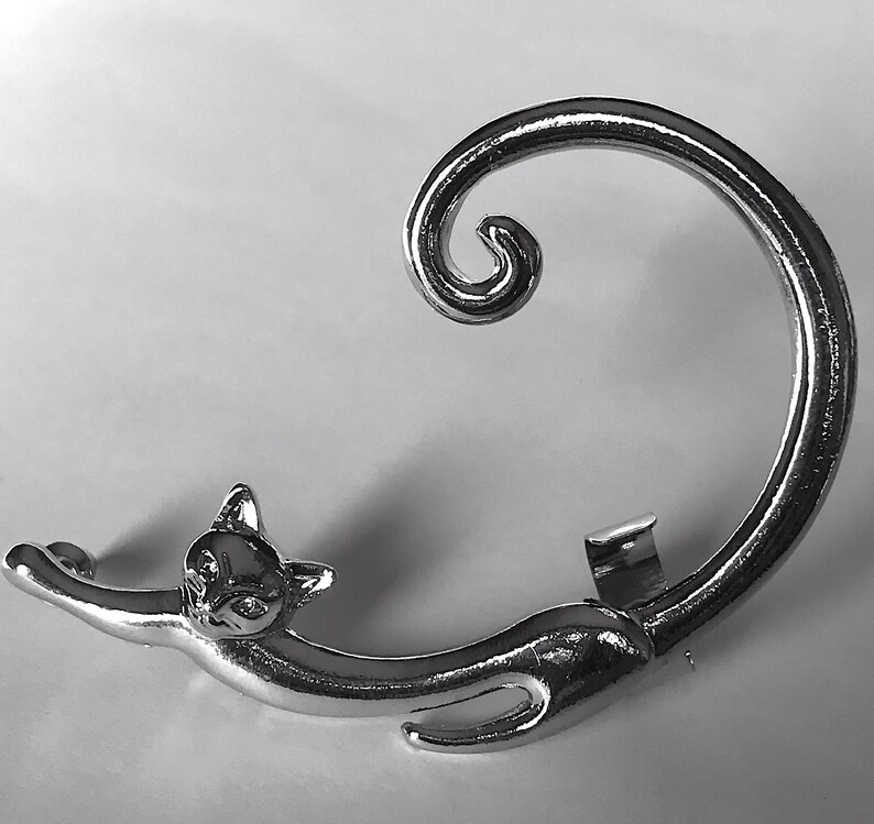 Cat Ear Cuff With Attached Post Silver Plated - Etsy