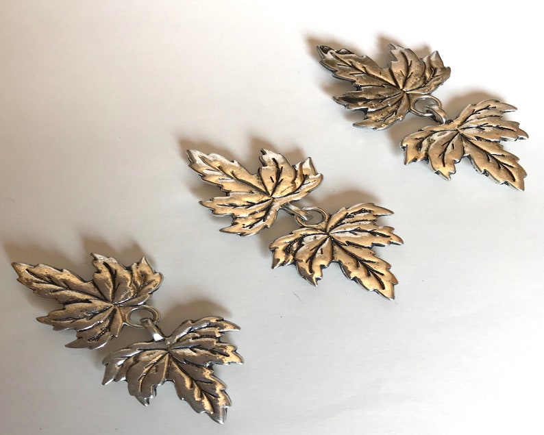 Cloak Clasp Set Leaf Silver. Three Piece Collection Fibula - Etsy