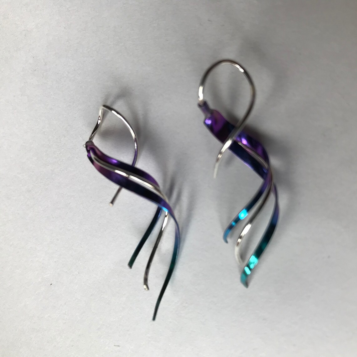 Swirls Titanium Spirals Ear Threads Sterling Niobium | Etsy