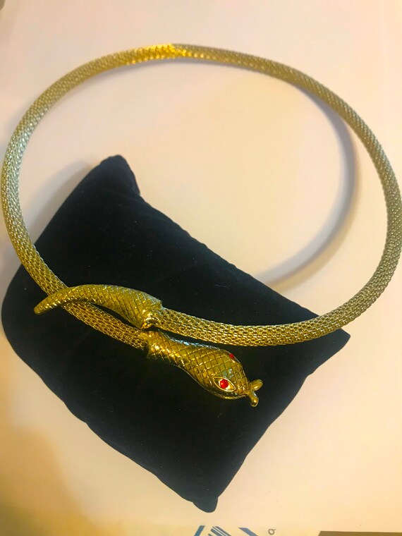 Snake Torque Collar Necklace Choker Gold With Red Eyes - Etsy