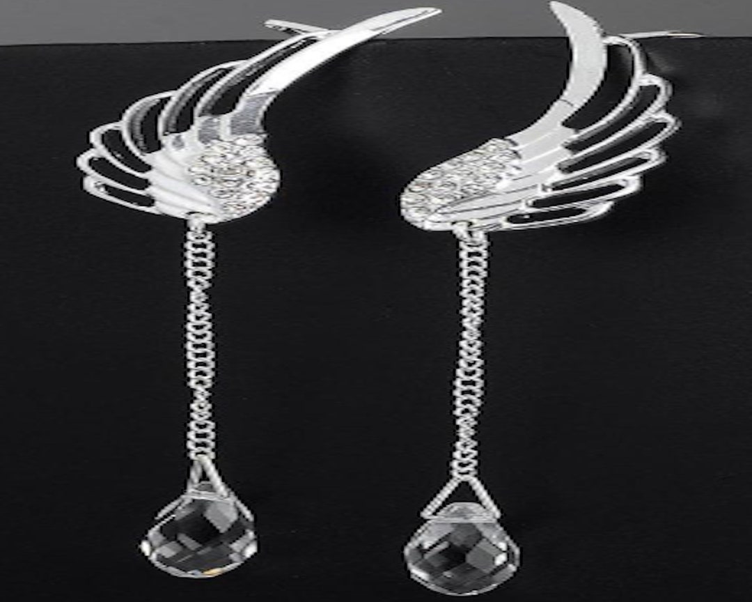 Winged Ear Cuffs in a Pair Silver Plated With Crystal - Etsy