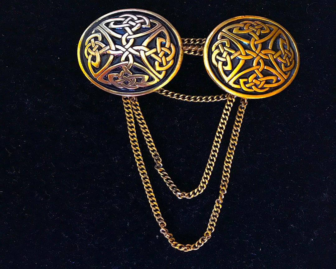 Celtic Cloak Clasp Gold Button , Endless Chain. Cape Closure, Fibula ...