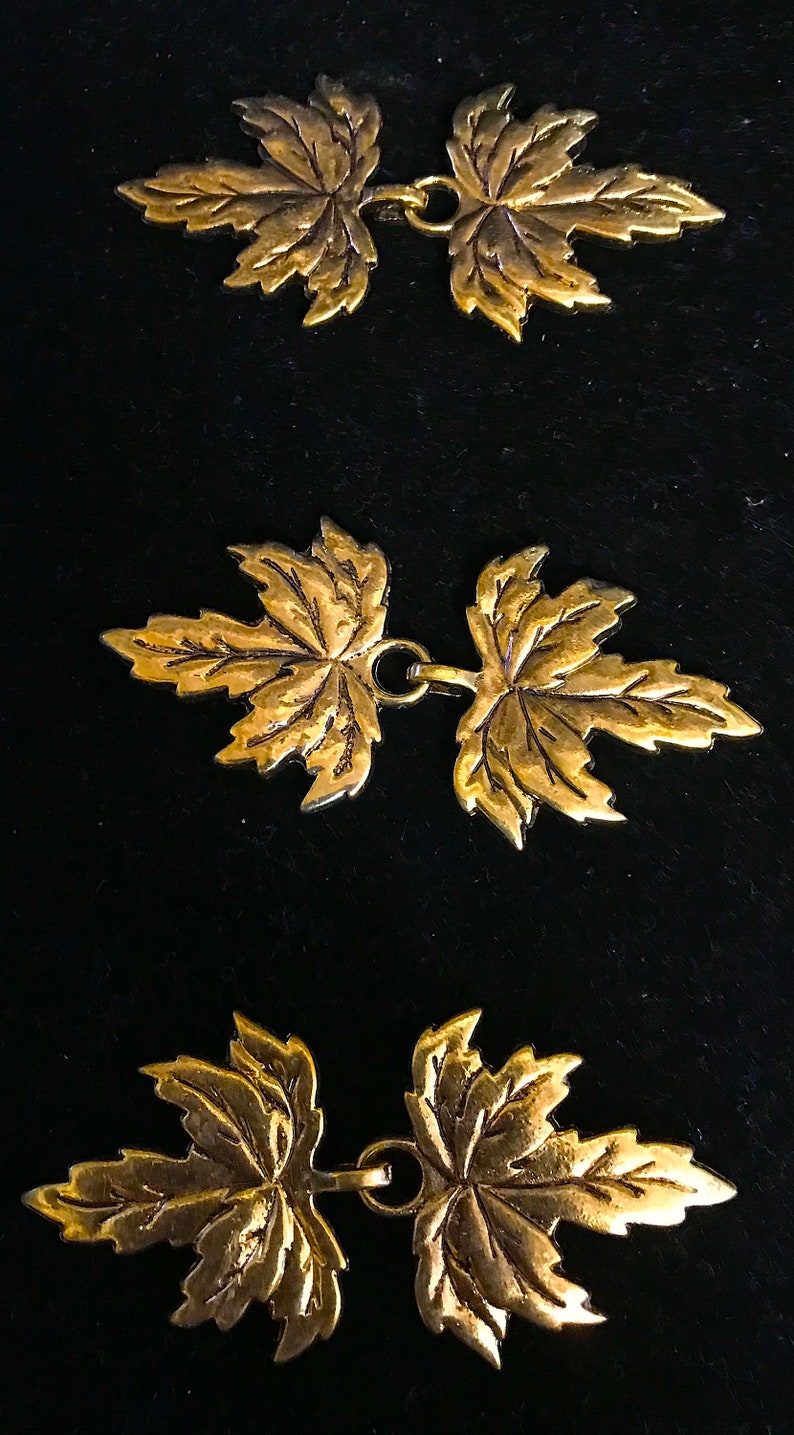 Cloak Clasp Set Gold Leaves Collection of Three Cape Closure | Etsy