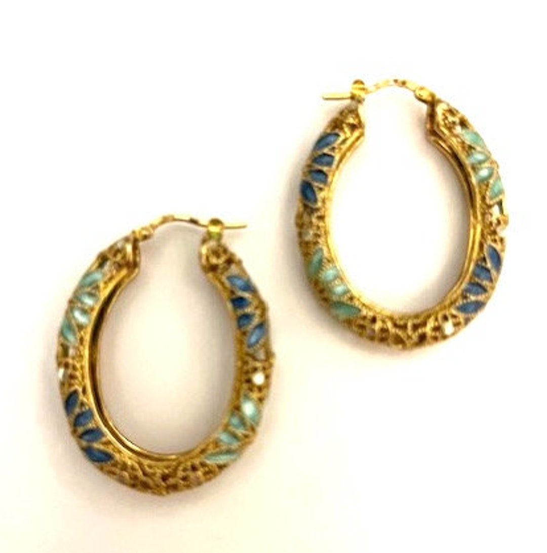 Mia Fiori Enamel Gold Vermeil Hoop Earrings - Etsy