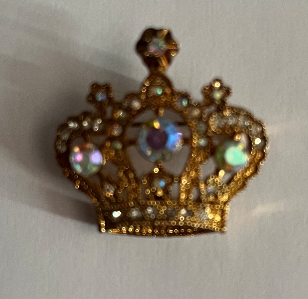 Crown Pin Gold With Rhinestones - Etsy