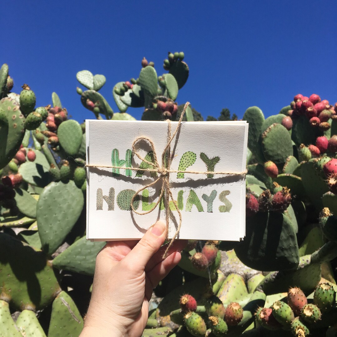 Happy Holidays Cactus Greeting Card - Etsy