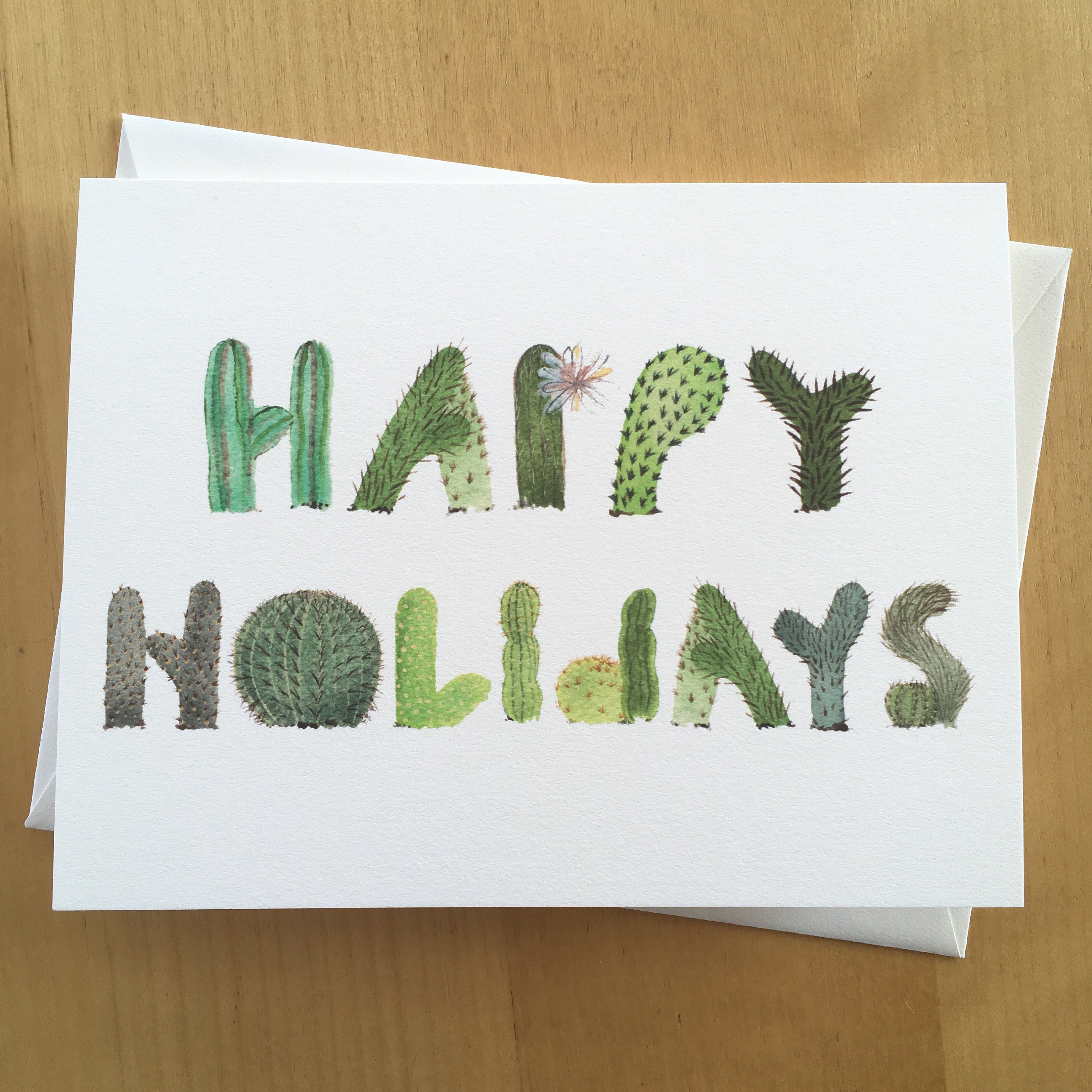 Happy Holidays Cactus Greeting Card - Etsy