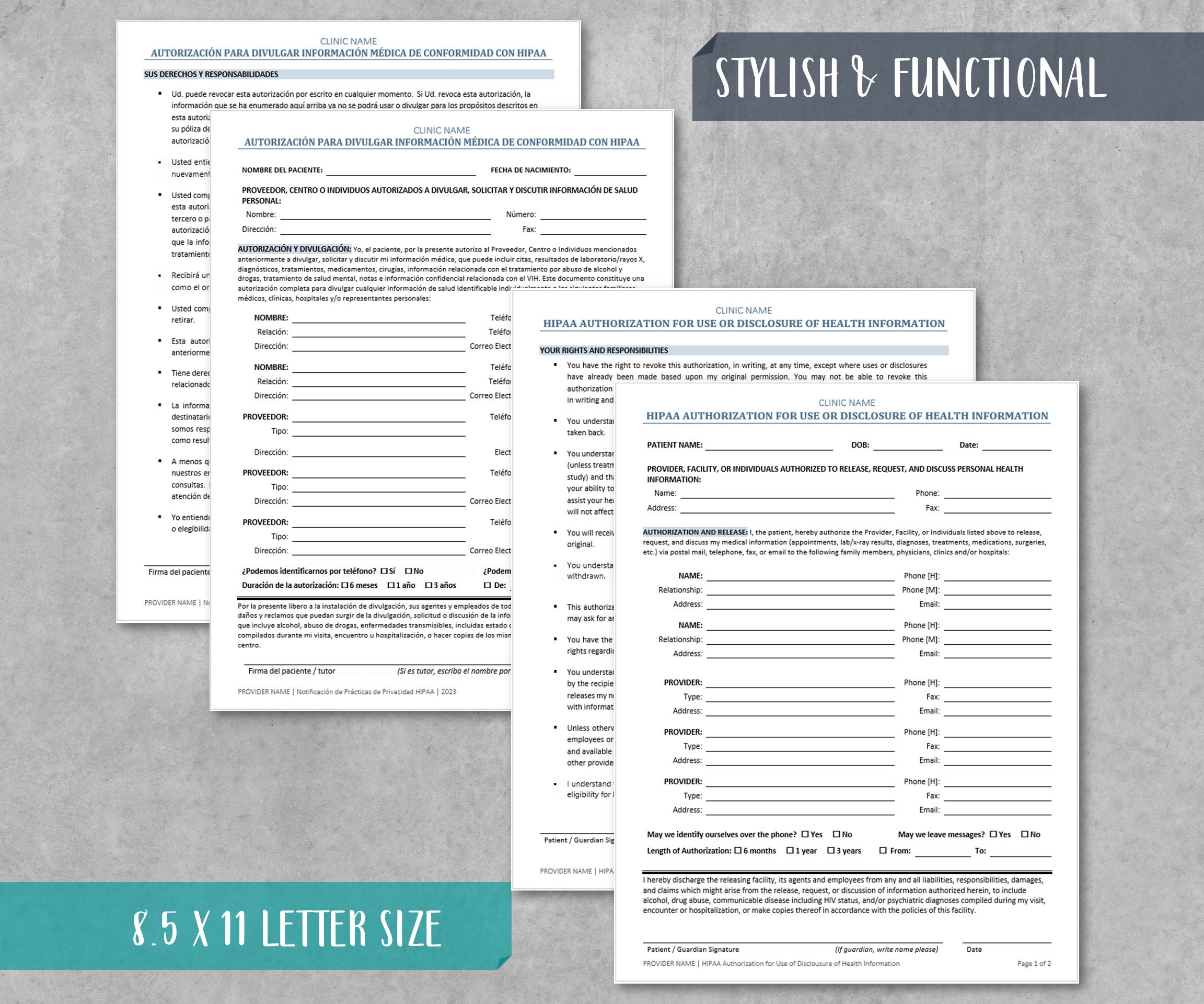 Medical Intake & Patient Information Template Bundle | English ...