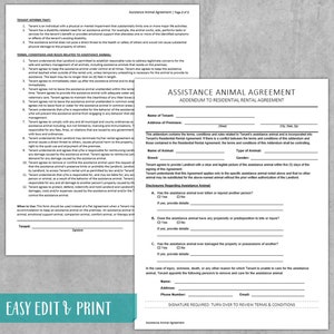 Assistance Animal Request & Agreement | Renters Emotional Support Pet ...