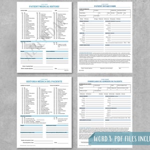 Medical Patient Intake Forms Bundle: Healthcare Templates (english ...