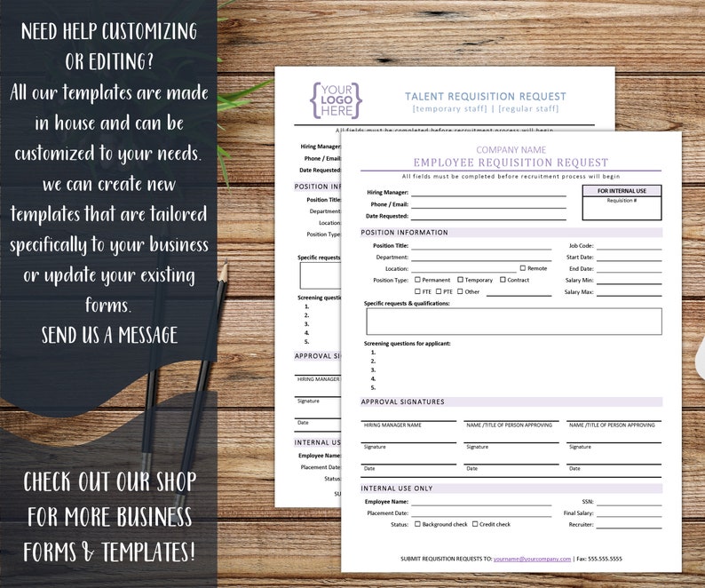 Employee Requisition Form Template: HR Hiring Process (8.5x11 Word, PDF ...