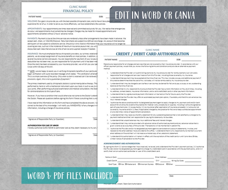 Payment Authorization Form | English, Spanish | Billing Policy ...