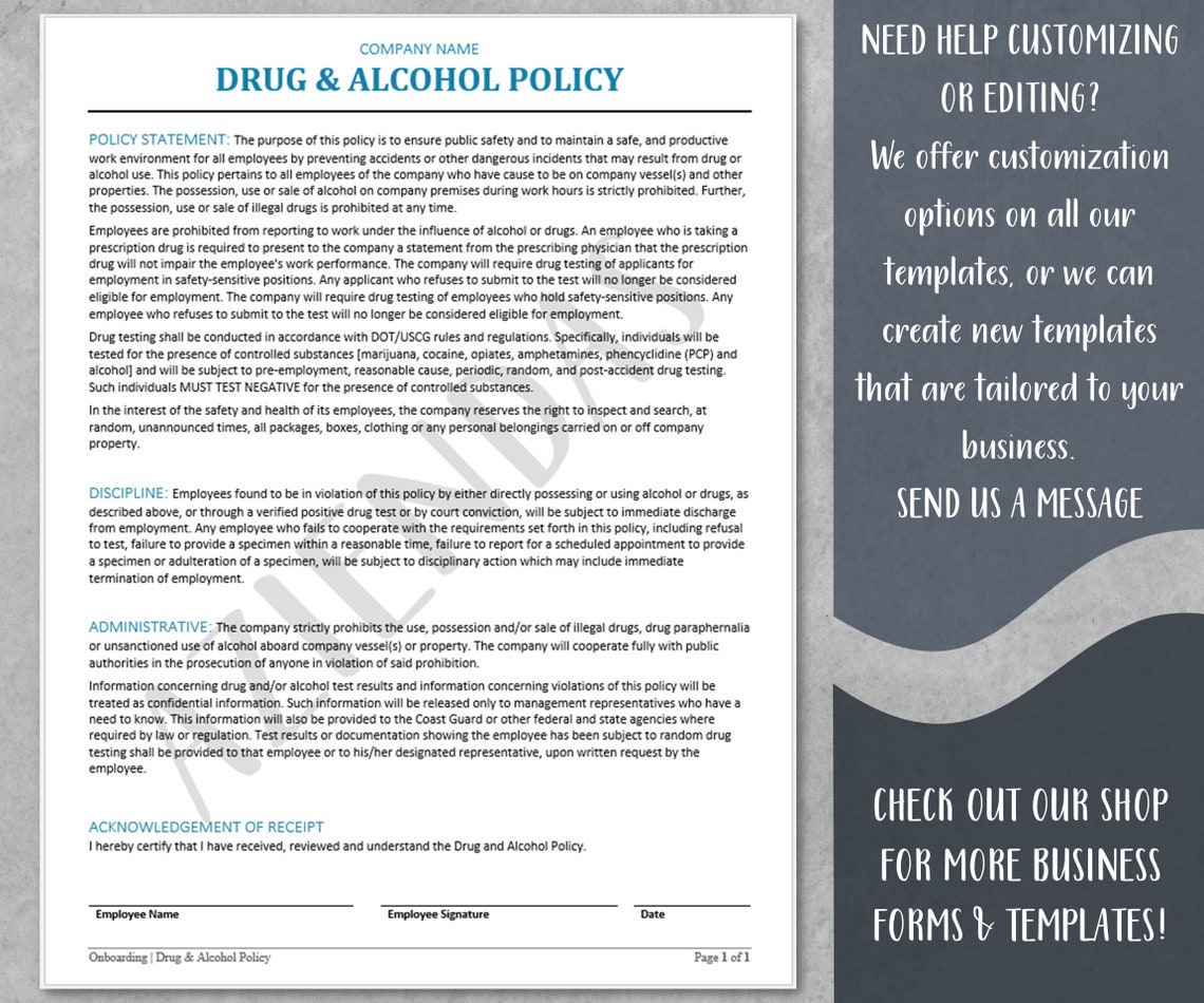 Employee Drug & Alcohol Policy Template | HR Employment Templates ...