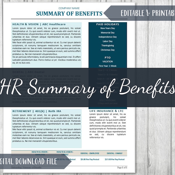 Employee Benefits Flyer - Etsy