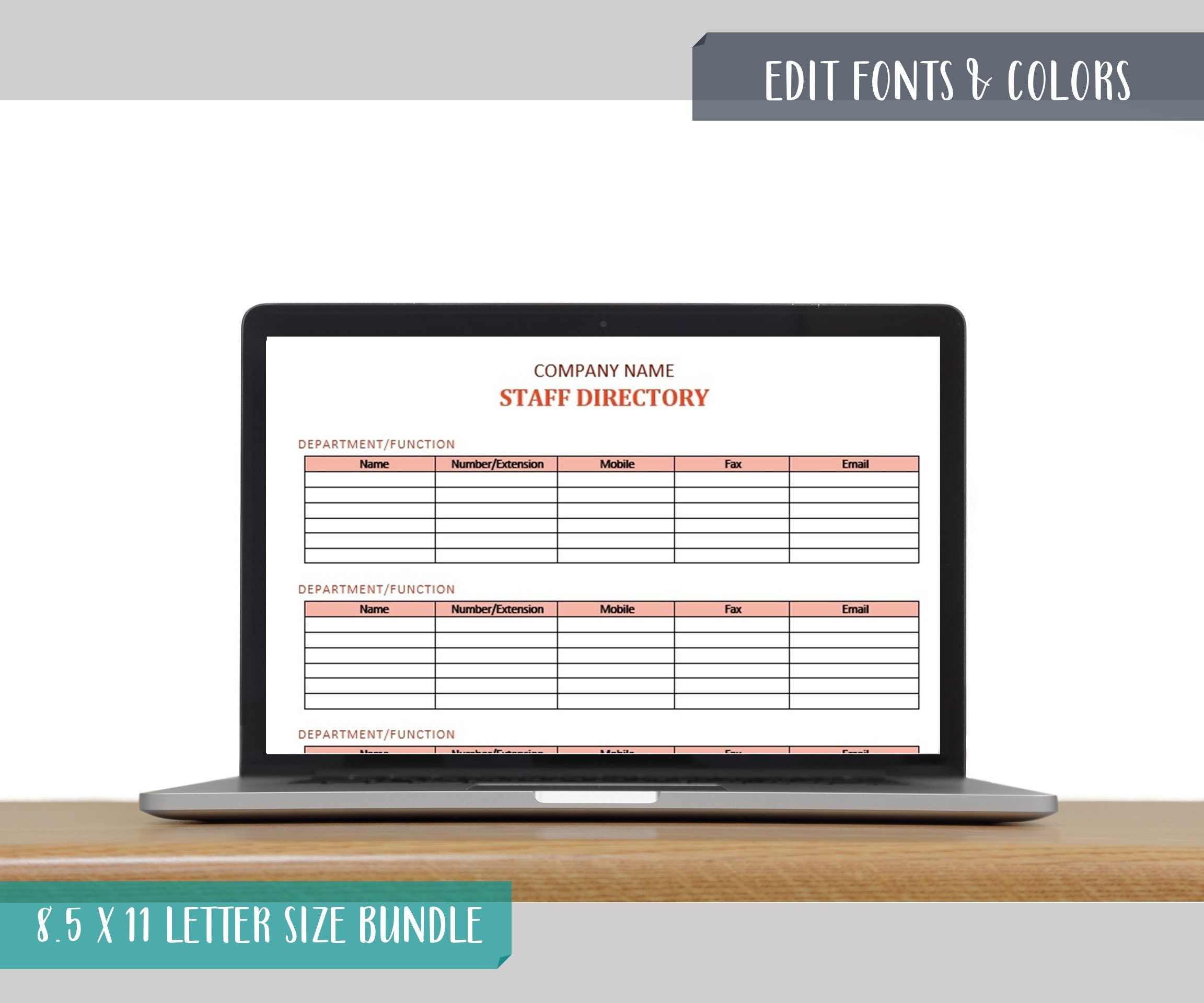 Staff Directory Template: Company Personnel Contact List (microsoft ...