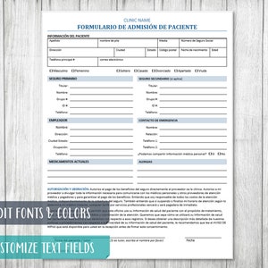 Patient Intake Form Template: Clinic Healthcare (PDF & Word) - Etsy
