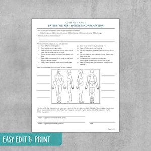 Workers Comp Patient Intake Forms: Medical Claim (digital Download) - Etsy