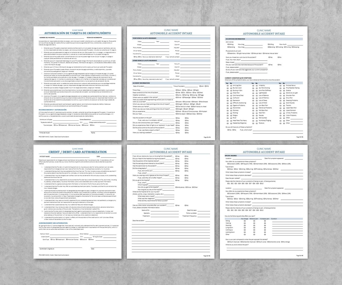 Medical Patient Intake Forms Bundle: Healthcare Templates (english ...