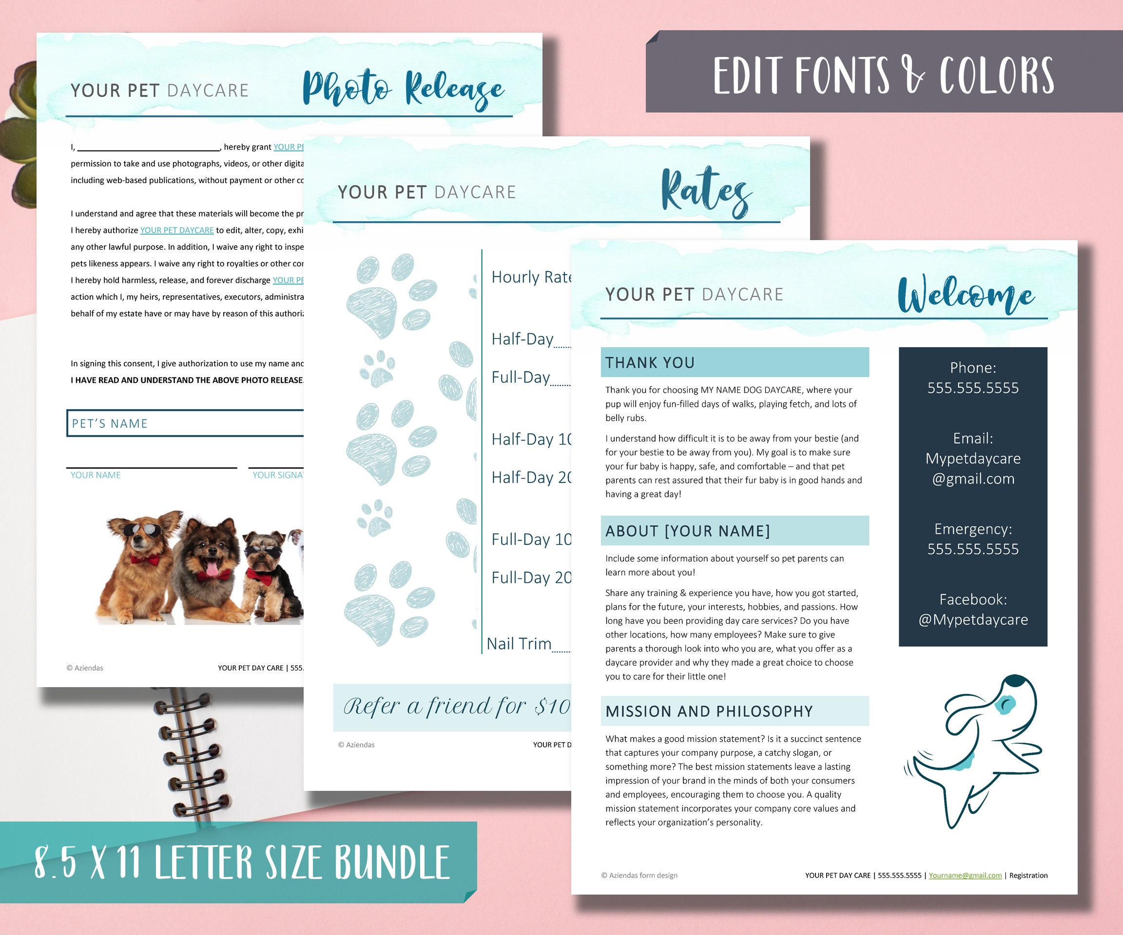 Doggy Daycare Bundle Registration Form New Dog Enrollment Application ...