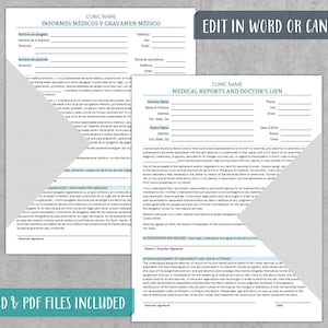 Medical Assignment, Lien, Authorization Forms | English & Spanish ...