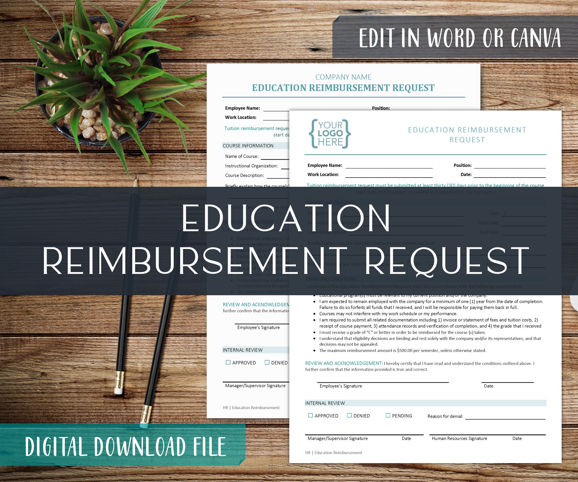 Employee Education Reimbursement Request Form Template Training ...