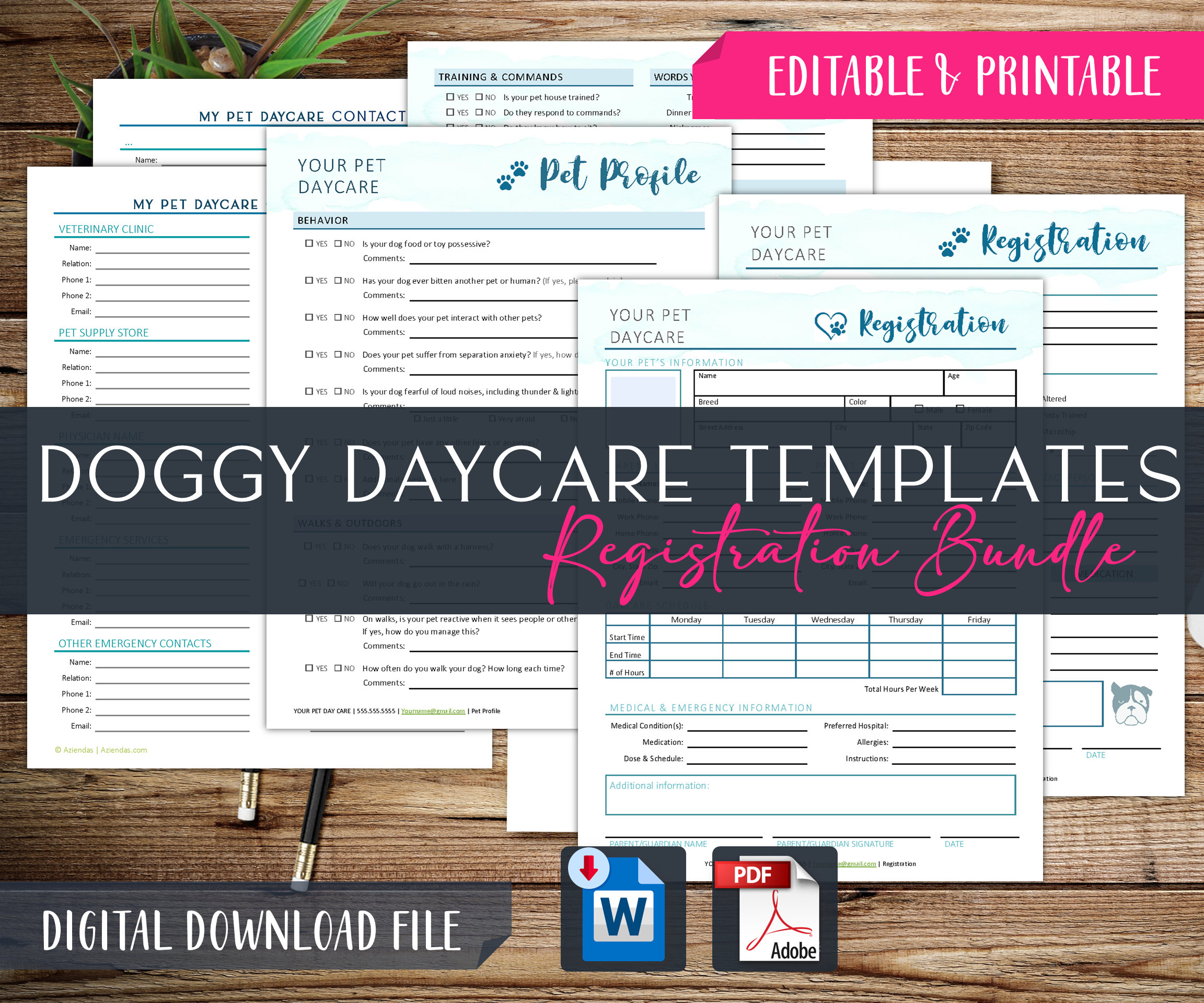 Dog Daycare Registration Form New Dog Enrollment Application New Dog ...