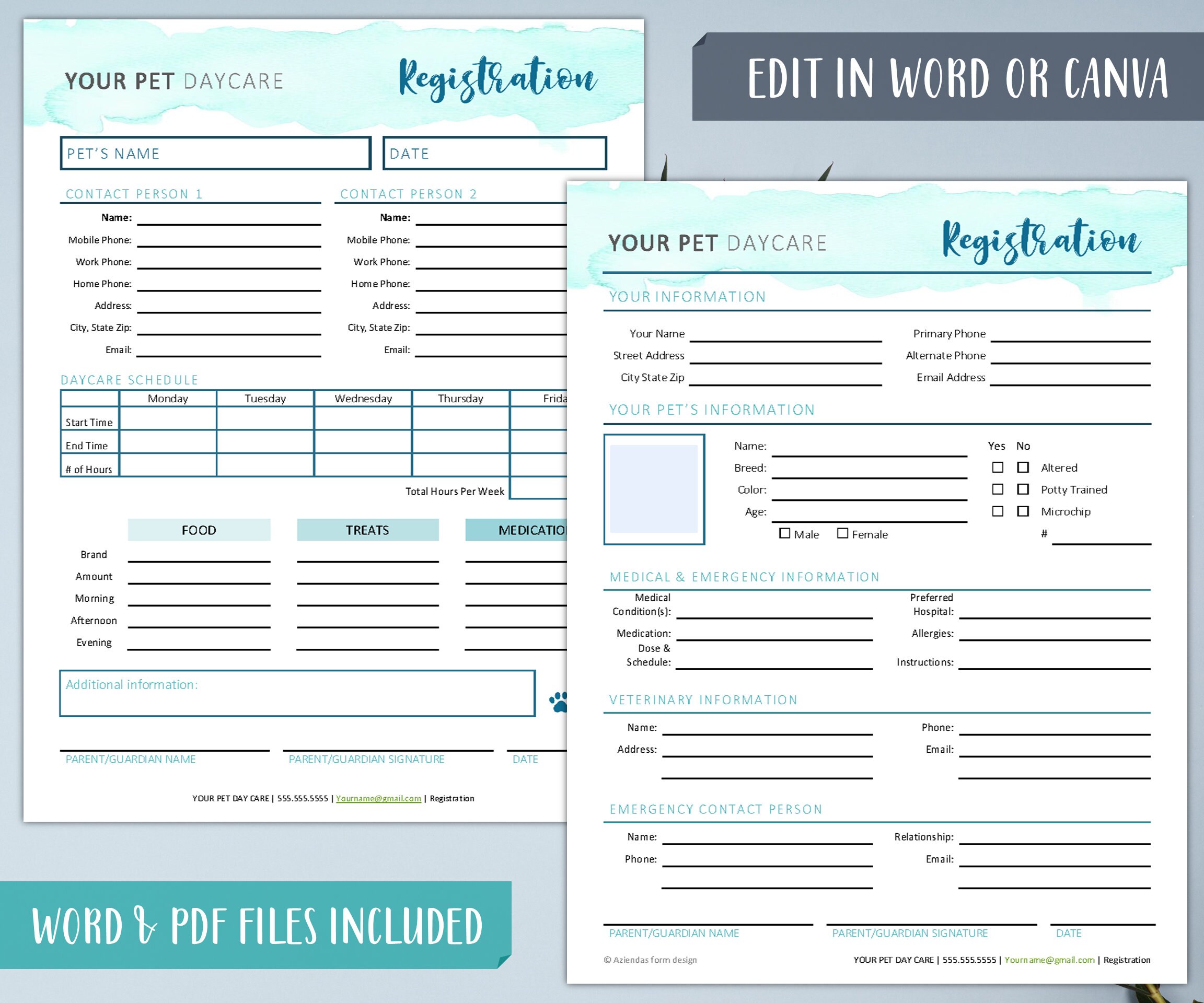 Dog Daycare Registration Form New Dog Enrollment Application New Dog ...