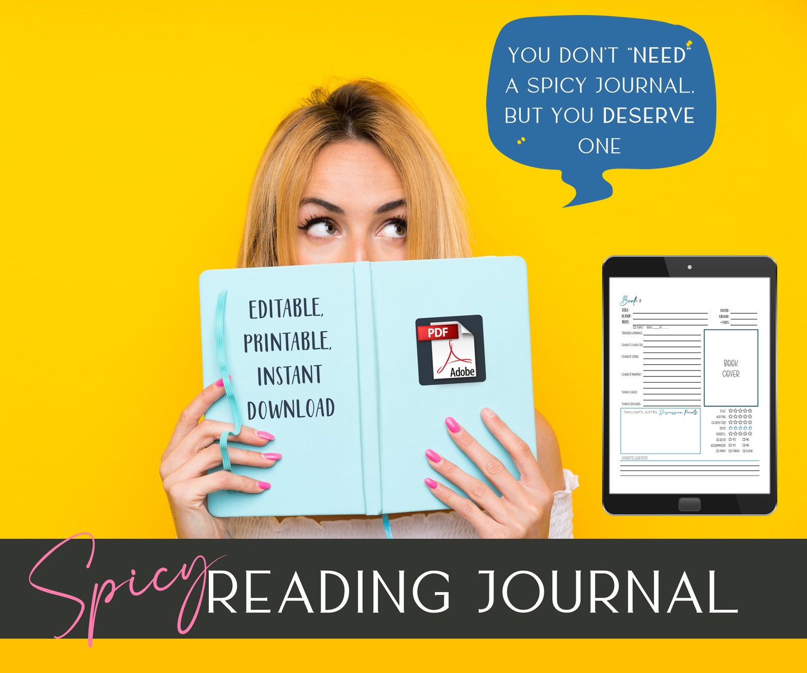 Spicy Reading Journal: Booktok Review Diary (printable PDF) - Etsy