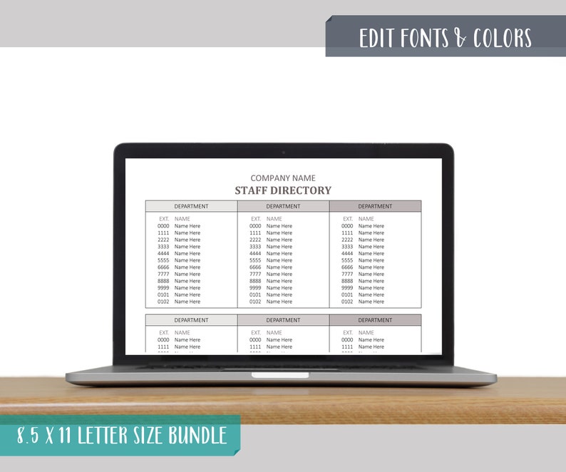 Employee Directory Template: Staff Contact List (microsoft Word .dotx ...