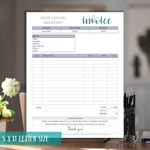 Virtual Assistant Invoice Template | Client Billing Time Tracking ...