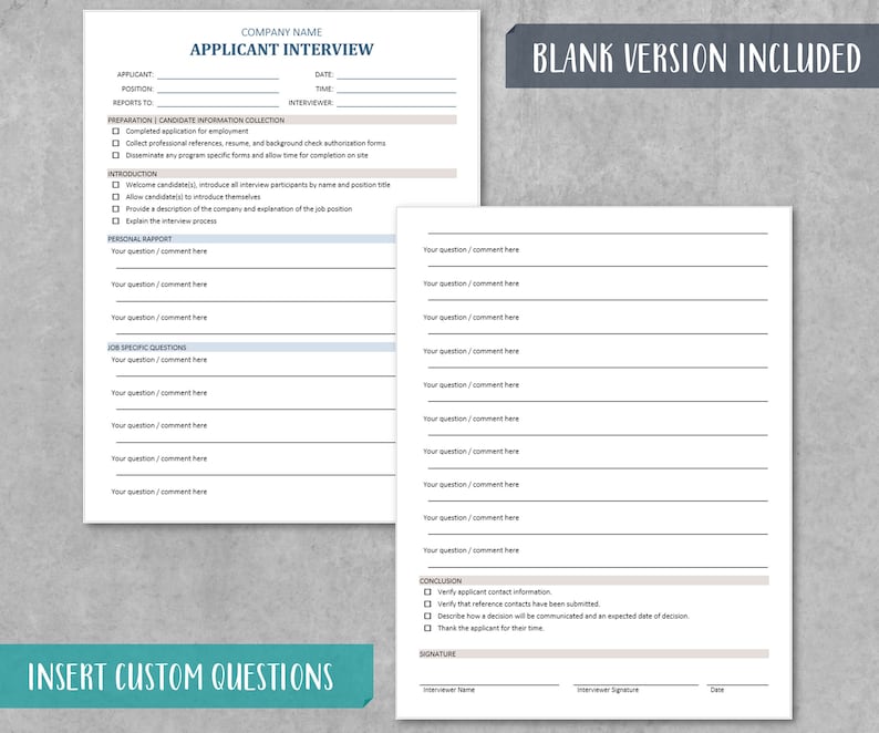 Applicant Interview Bundle: Agenda, Questions, Evaluation (editable ...