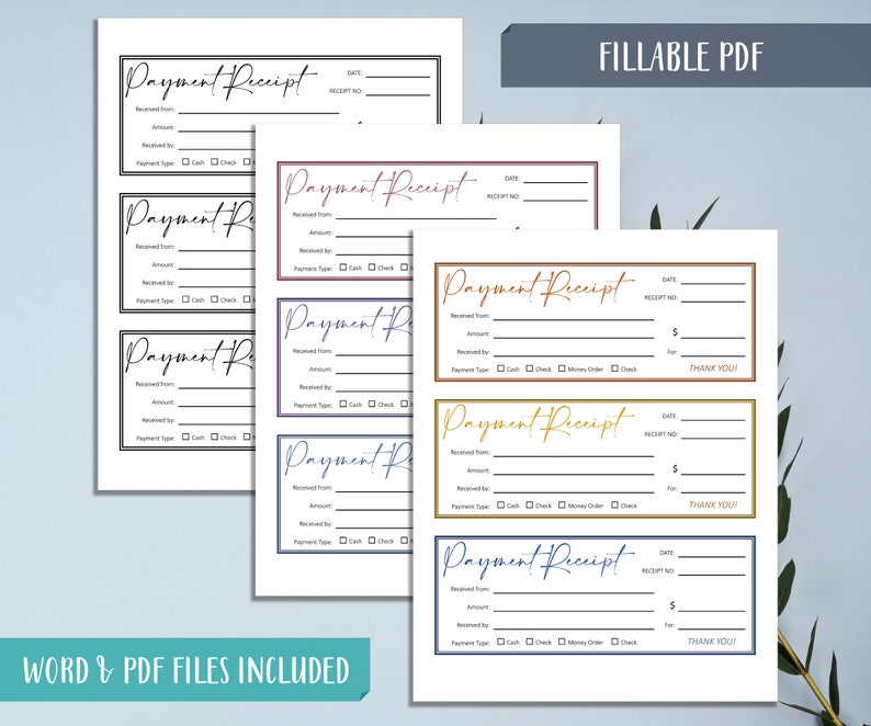 Printable Payment Receipt Template: Editable Business Form (PDF) - Etsy