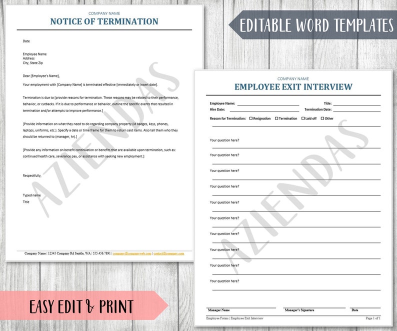 Employee Termination Templates: HR Letter, Exit Interview (digital ...