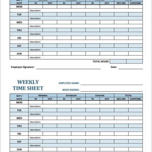 Employee Weekly Time Sheet Bundle: Editable HR Forms (digital Download ...
