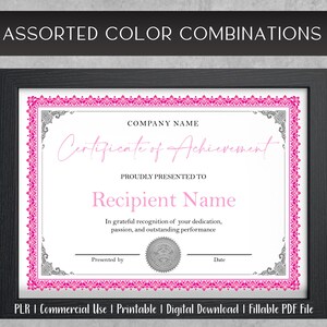 Pink Certificate of Appreciation Template: Printable, Fillable PDF (8.5 ...