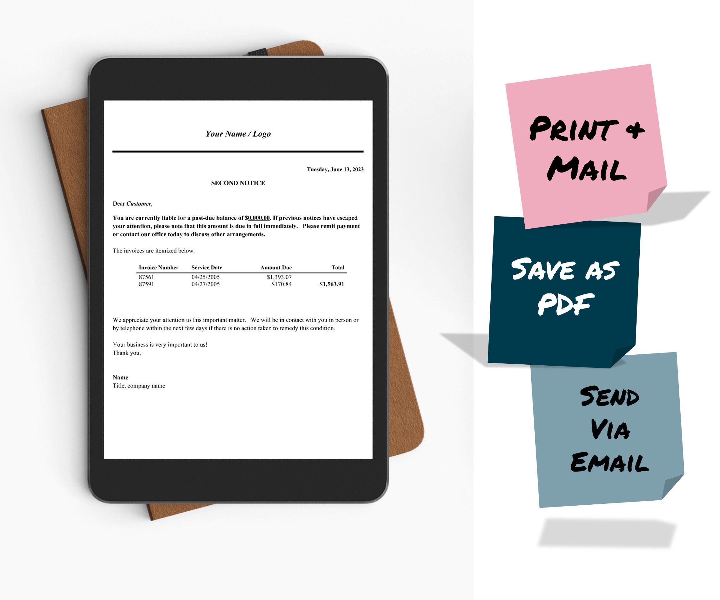 Collection Letter Templates: Past Due Account Notice (editable Word) - Etsy