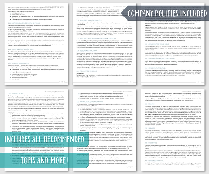 Employee Handbook Template: HR Onboarding, Employment Policies (8.5x11 ...