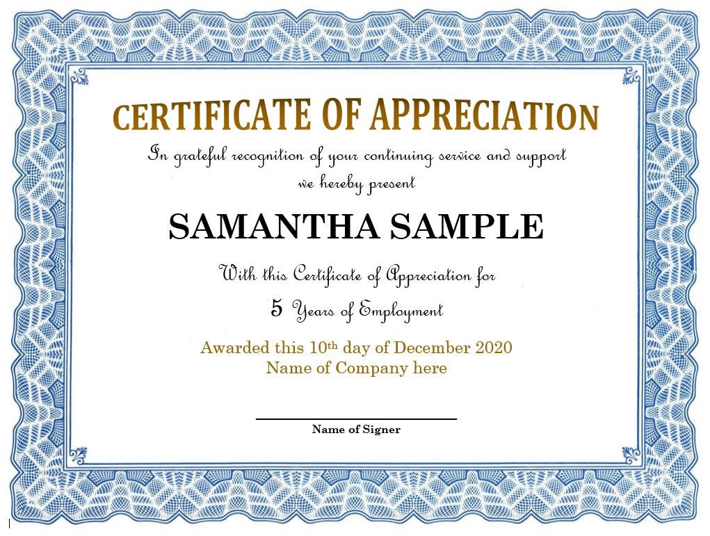 Certificate Of Appreciation Templates For Word