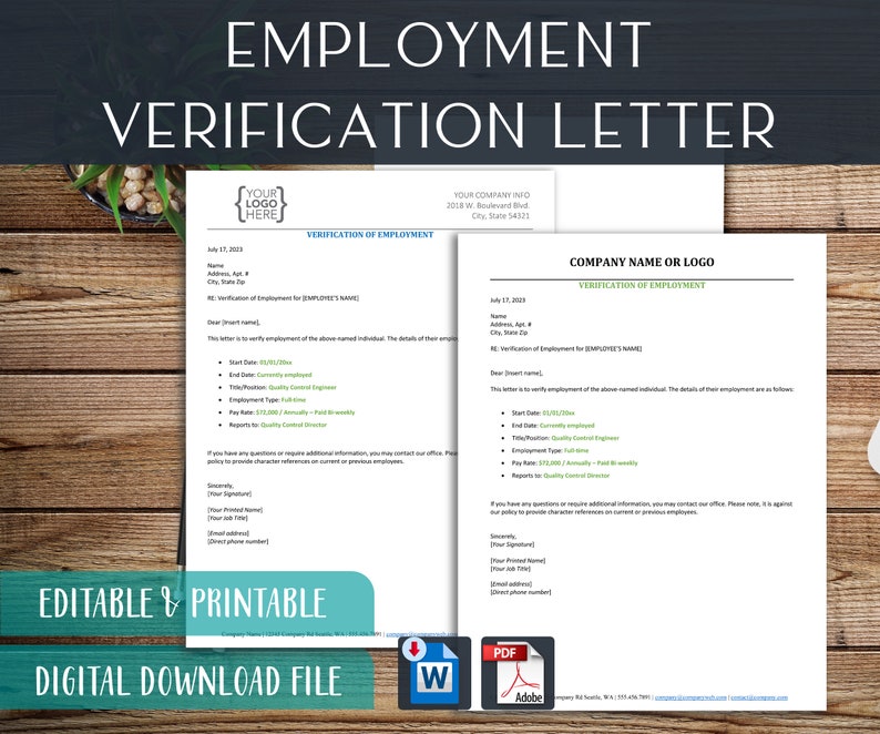 Employment Verification Letter, Confirmation, No Character Reference ...