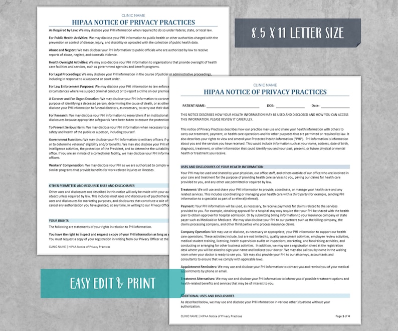 HIPAA Notice of Privacy Practices Template: Medical Intake Forms (PDF ...
