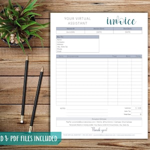Virtual Assistant Invoice Template | Client Billing Time Tracking ...