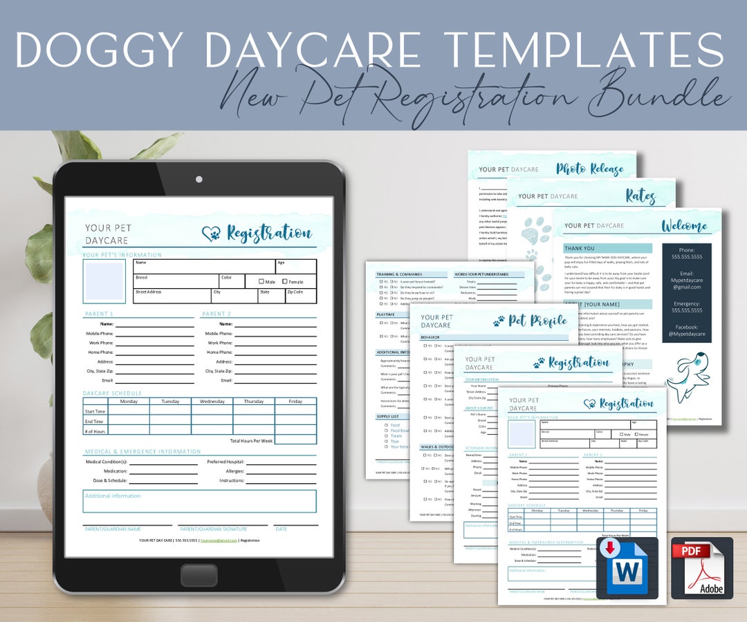 Doggy Daycare Bundle Registration Form New Dog Enrollment Application ...