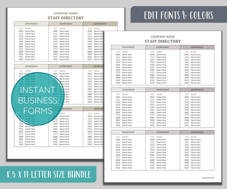 Employee Directory Template: Staff Contact List (microsoft Word .dotx ...