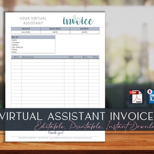 Virtual Assistant Invoice Template | Client Billing Time Tracking ...