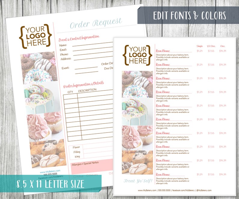 Bakery Business Templates | Order Form Templates | Price List Templates ...