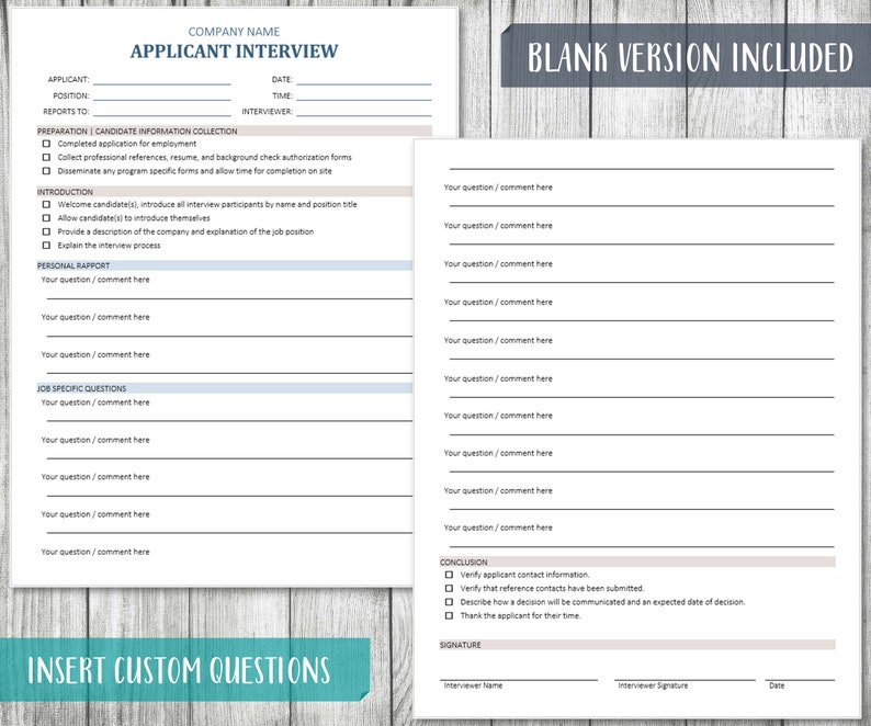 Applicant Interview Bundle Template Interview Questions - Etsy