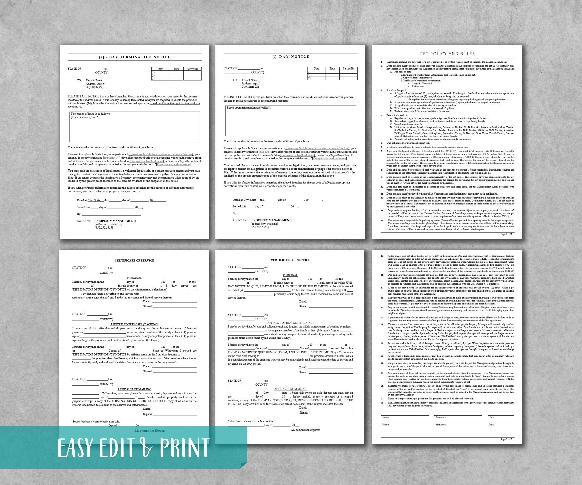Landlord Rental Templates Bundle: 15+ Property Management Forms (word ...