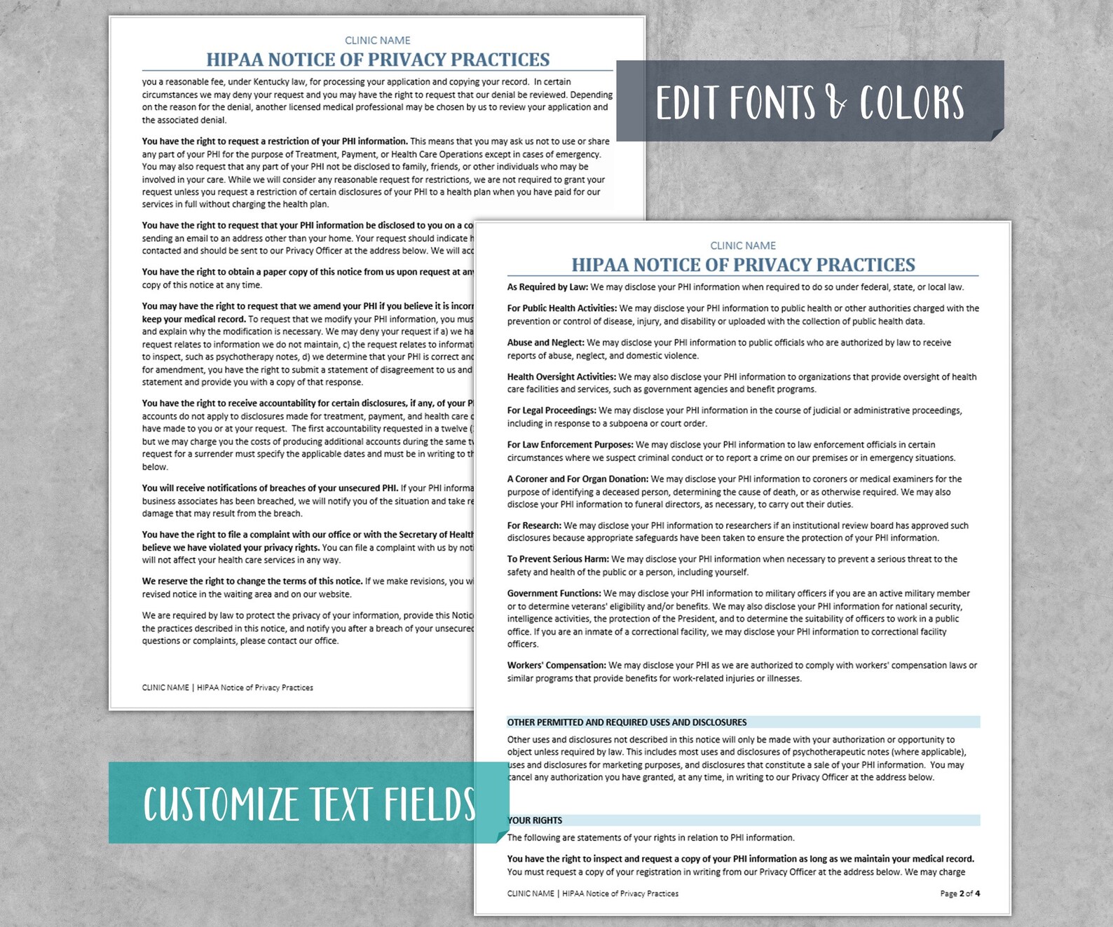 HIPAA Notice of Privacy Practices Template: Medical Intake Forms (PDF ...